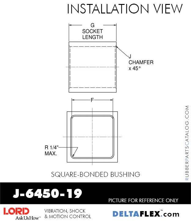 J-6450-19 | LORD Square Bonded Rubber Bushing | RubberPartsCatalog.com