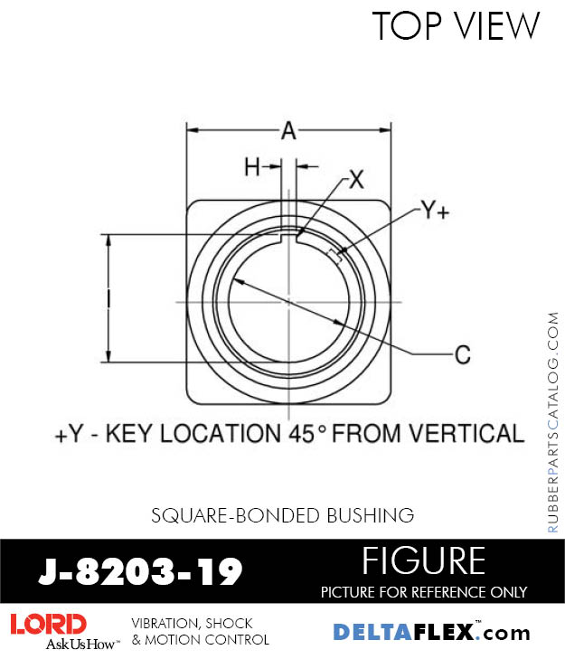 J-8203-19 | LORD Square Bonded Rubber Bushing | RubberPartsCatalog.com