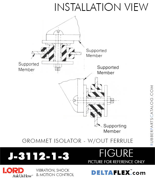 J-3112-1-3 | LORD Rubber Grommet Isolator W/Out Ferrule ...