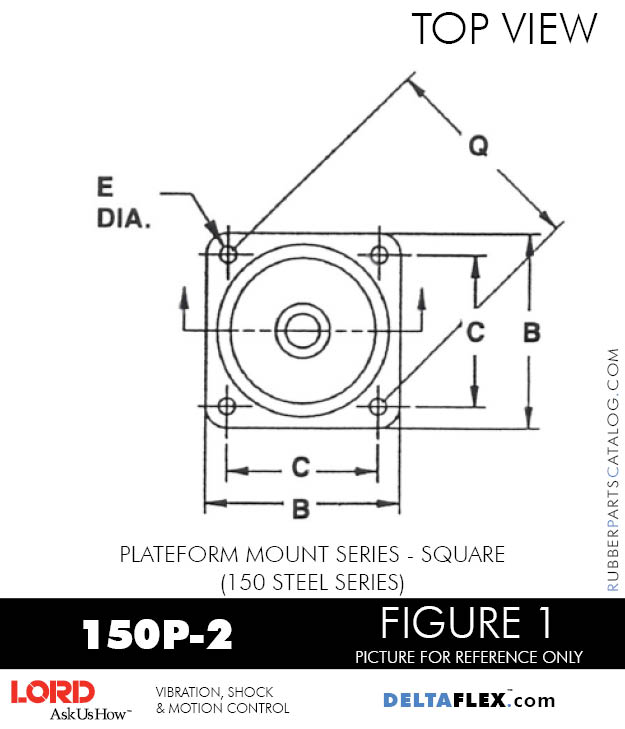 150P-2 | Square | LORD Rubber Plateform Mount Series | RubberPartsCatalog.com