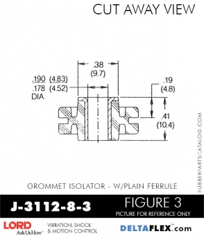J-3112-8-3 | LORD Rubber LORD Grommet Isolator W/ Plain Ferrule ...